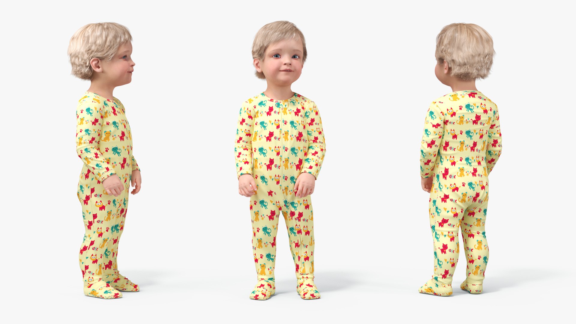3D Model Toddler Aged 1 Year In Pajamas Standing Pose - TurboSquid 2267061