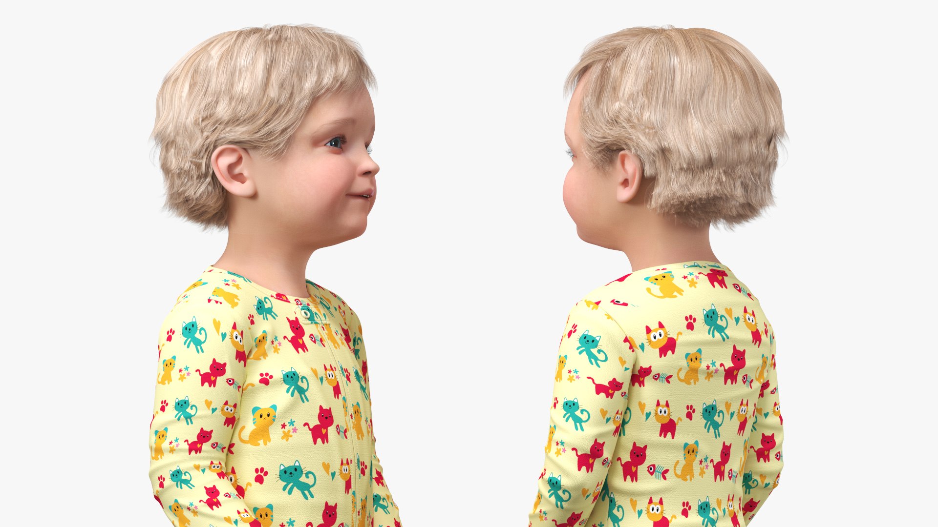 3D Model Toddler Aged 1 Year In Pajamas Standing Pose - TurboSquid 2267061