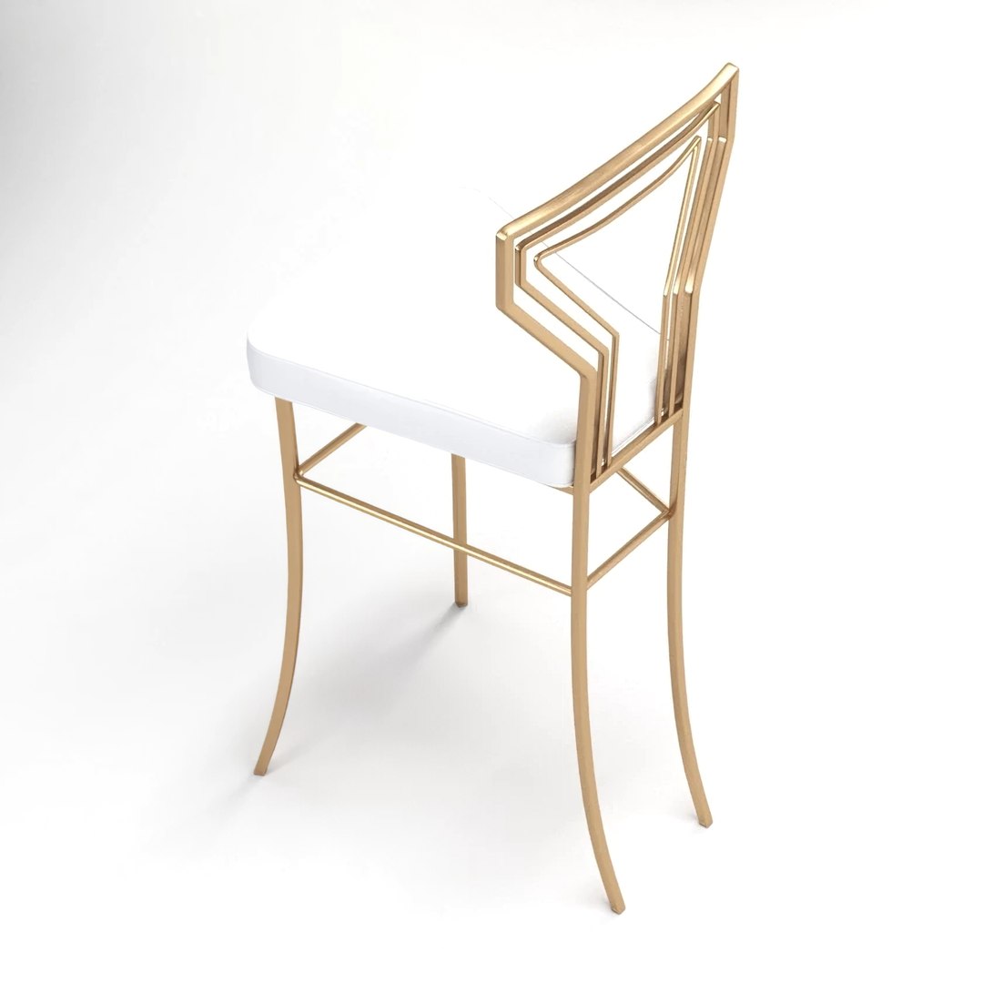 3D Six Geometric Back Dining Chairs in Polished Steel - TurboSquid 1951992