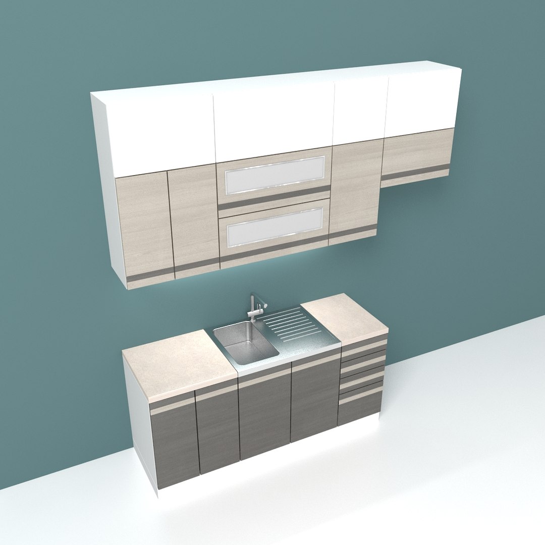 3d Max Simple Kitchen Cabinets