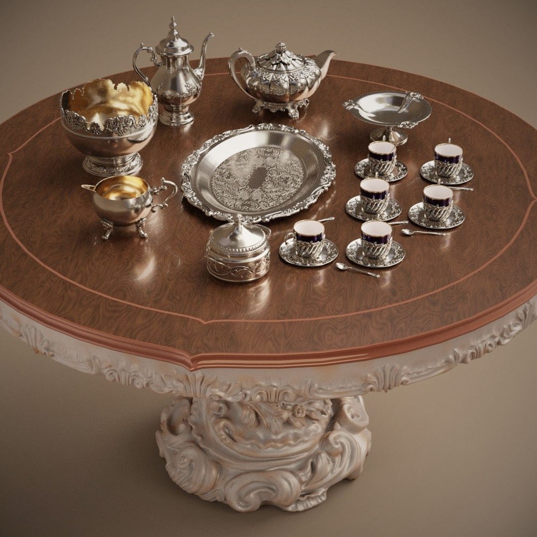 3D Silver Service Set 9 Model - TurboSquid 1358731