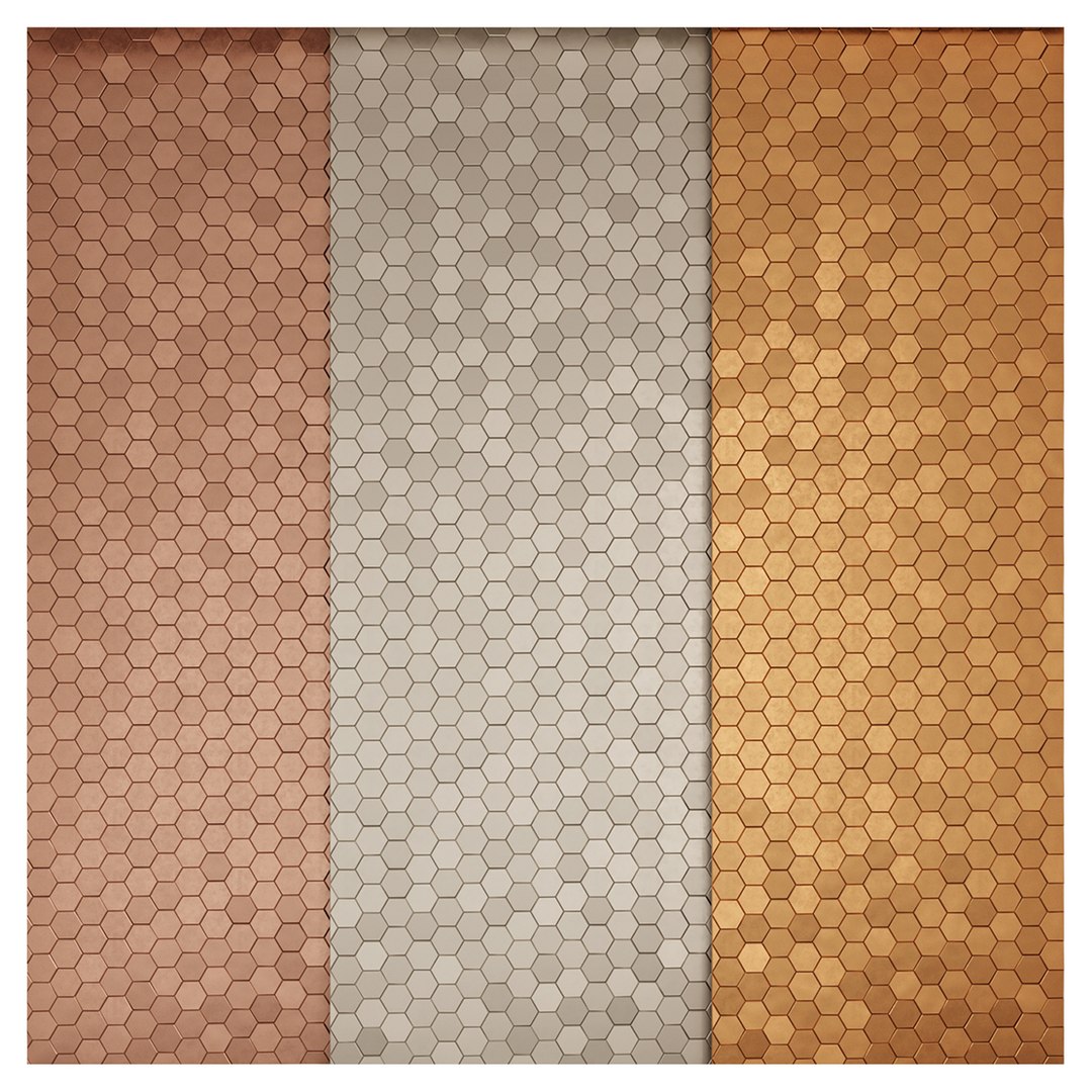 3D Hexagon Tiles Gold Copper - TurboSquid 1536176