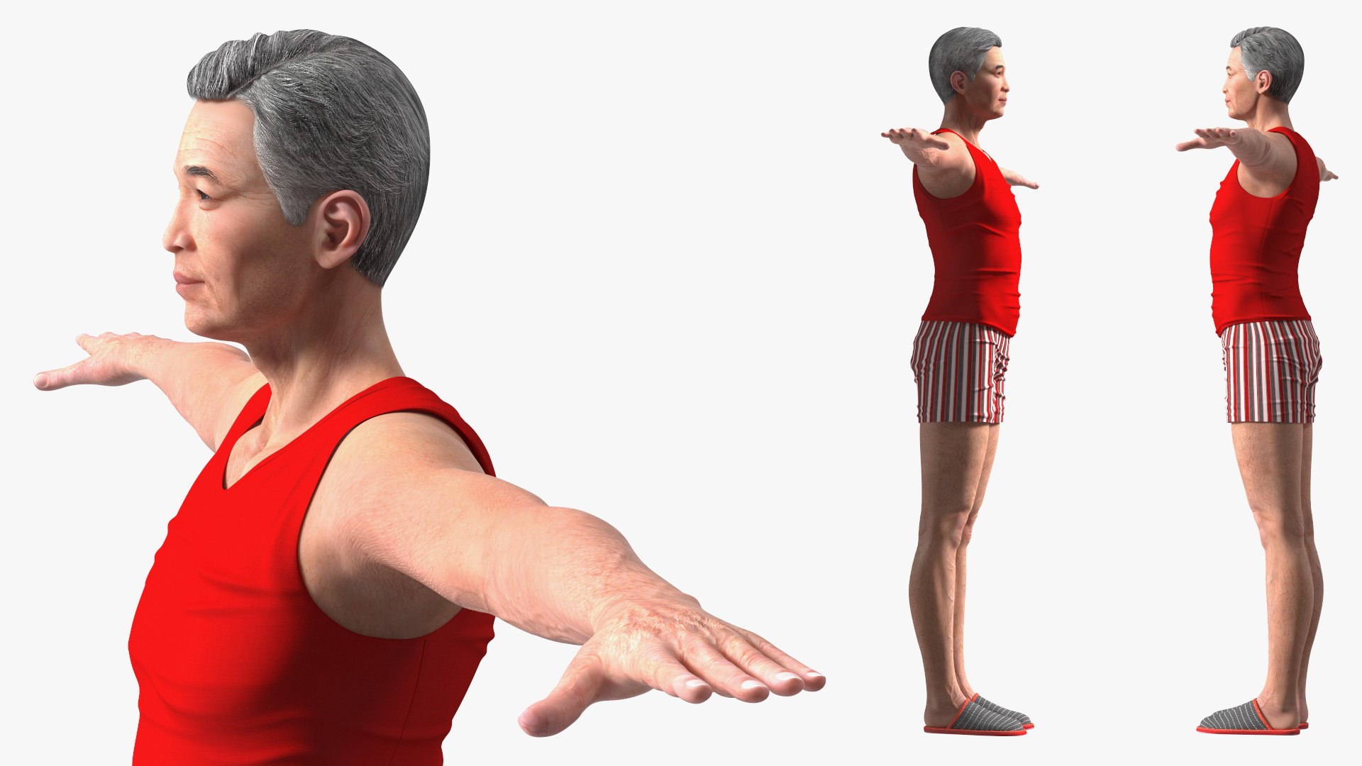 3D Asian Old Aged Man Underwear T-Pose Model - TurboSquid 2121450