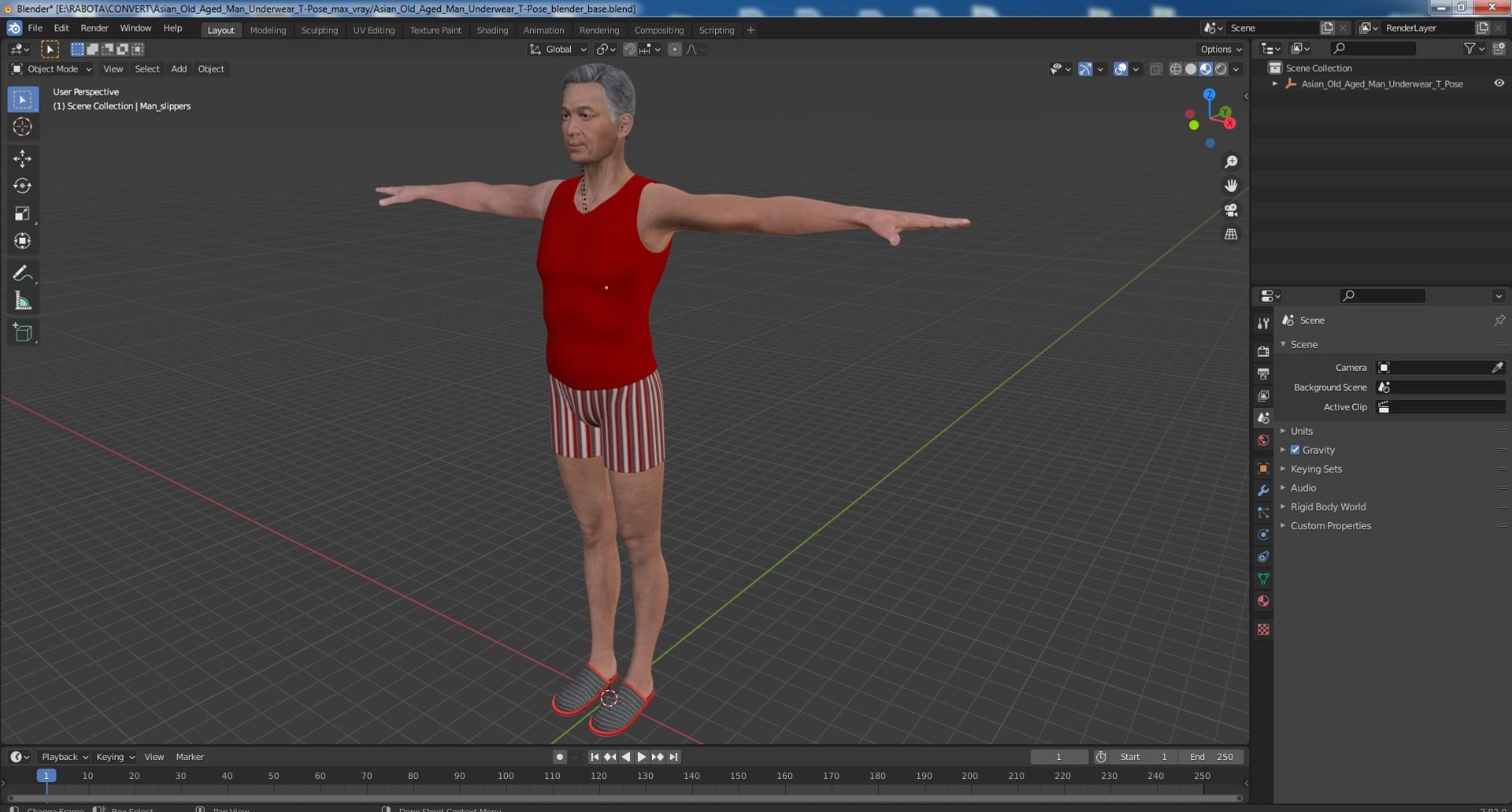 3D Asian Old Aged Man Underwear T-Pose model - TurboSquid 2121450