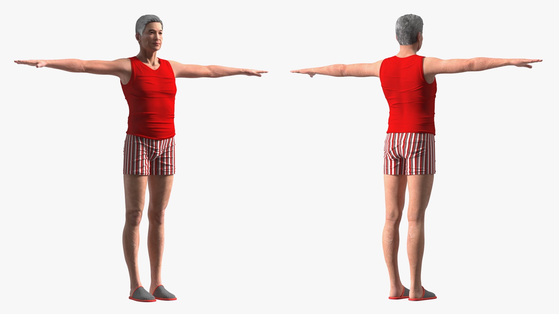 3D Asian Old Aged Man Underwear T-Pose Model - TurboSquid 2121450