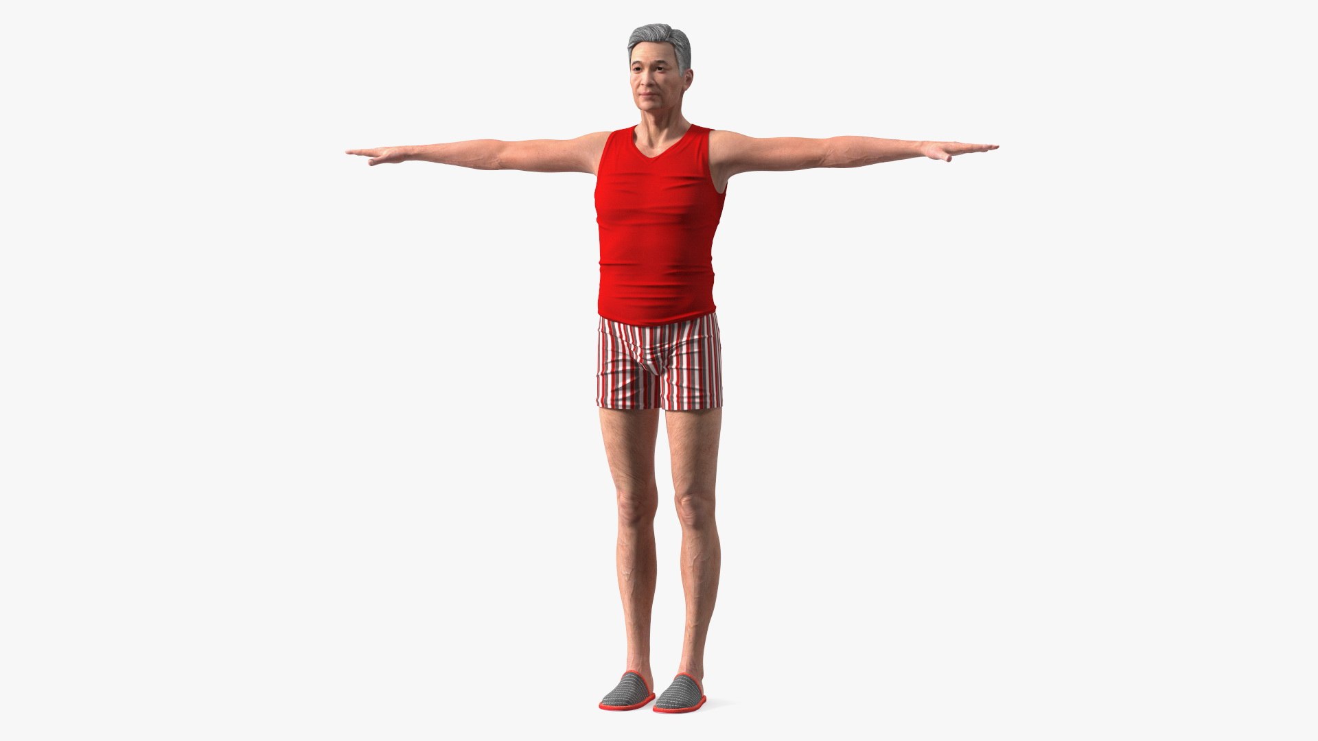 3D Asian Old Aged Man Underwear T-Pose model - TurboSquid 2121450