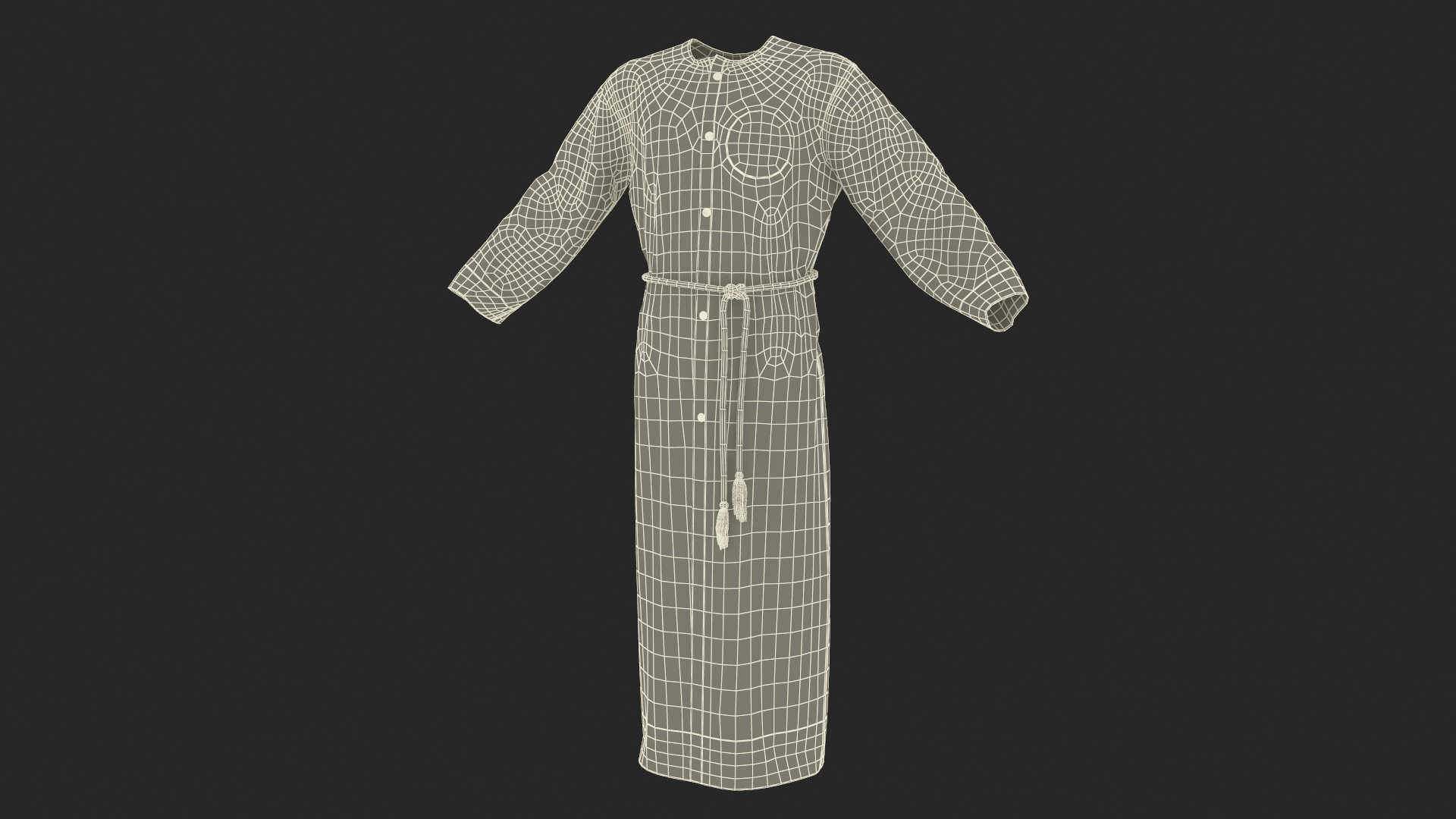 Red Long Robe With Belt Model - TurboSquid 2349721