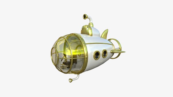 modelo 3d Submarine Cartoon A06 White Gold - Sub vehículo acuático ...