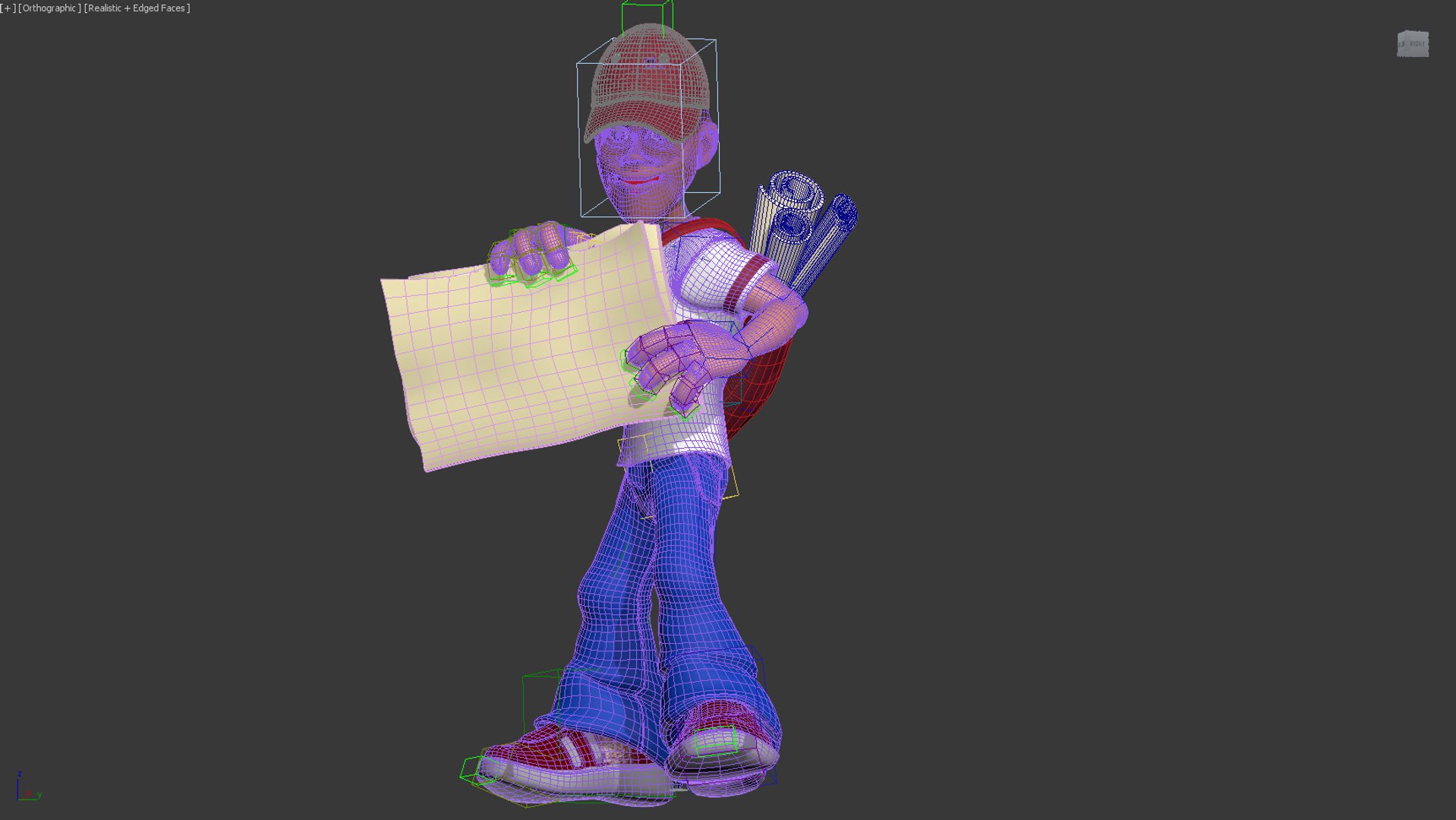 3d paperboy posed character model