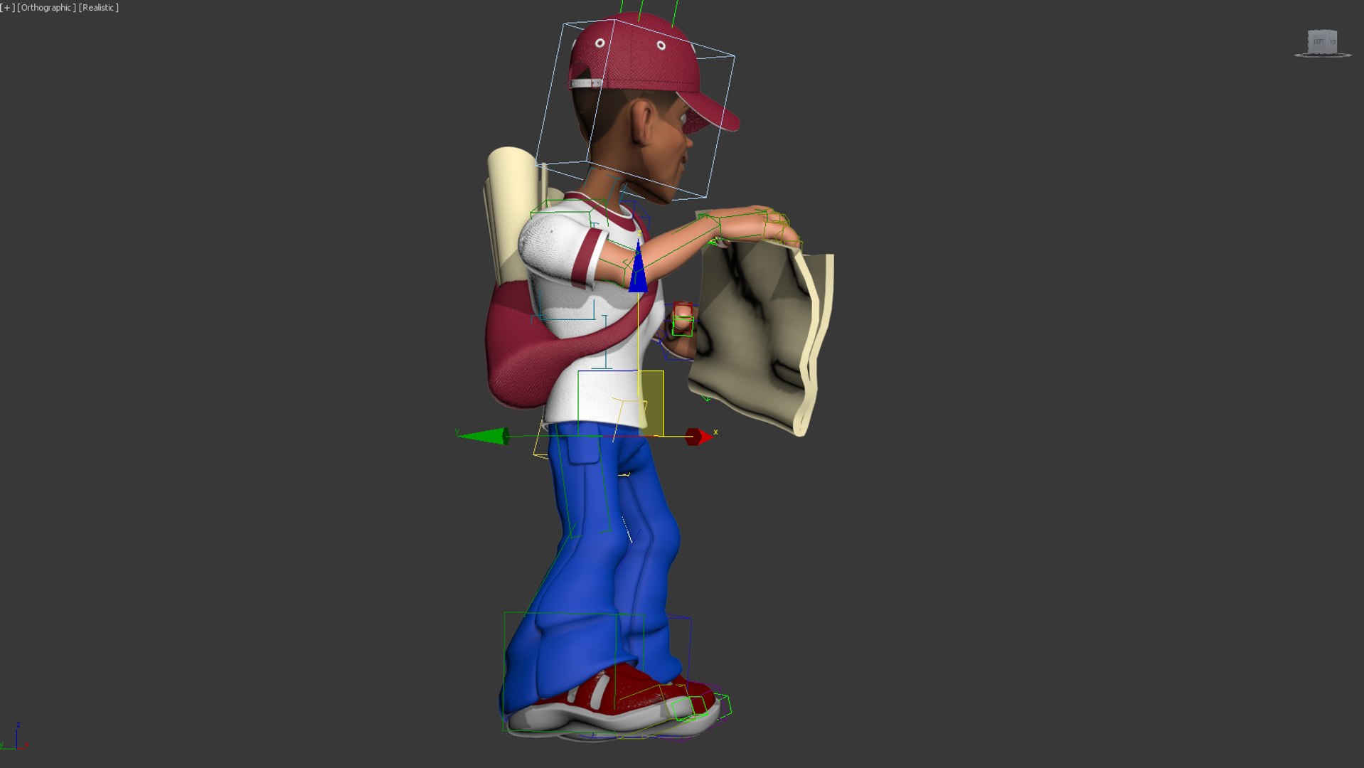 3d paperboy posed character model