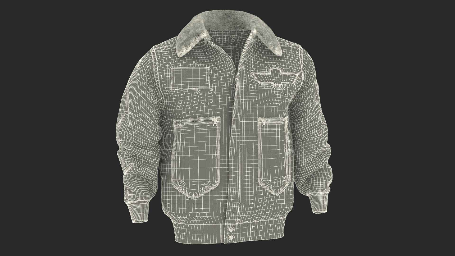 3D Aviator Jacket Black Fur - TurboSquid 2091986