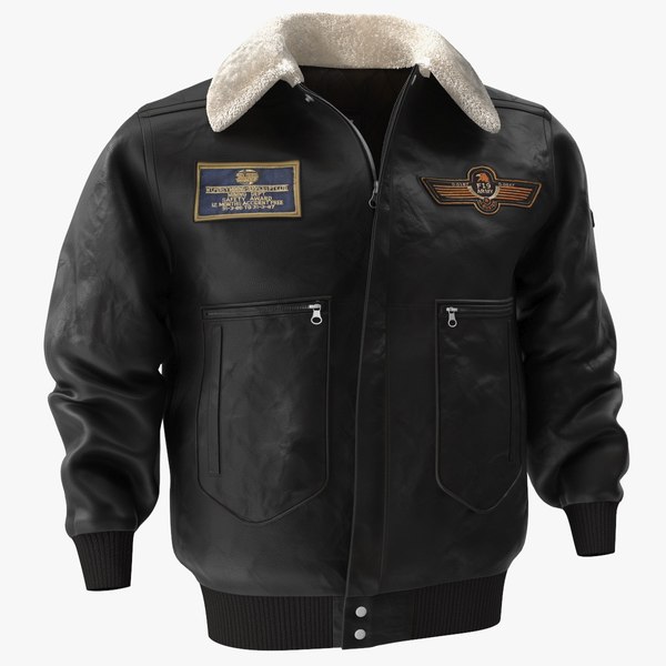 modelo 3d Aviator Jacket Black Fur - TurboSquid 2091986