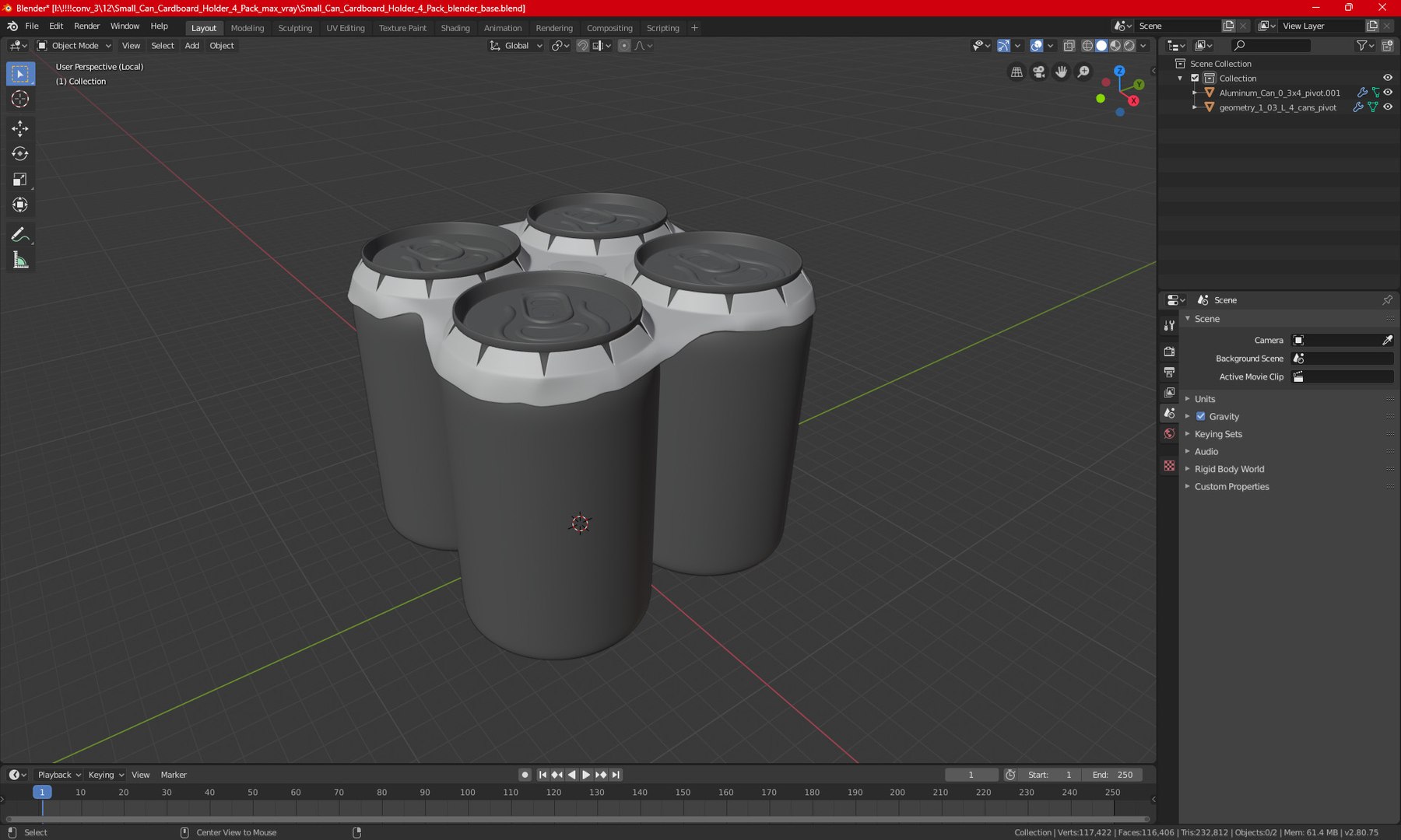 3D Small Can Cardboard Holder 4 Pack - TurboSquid 2139320