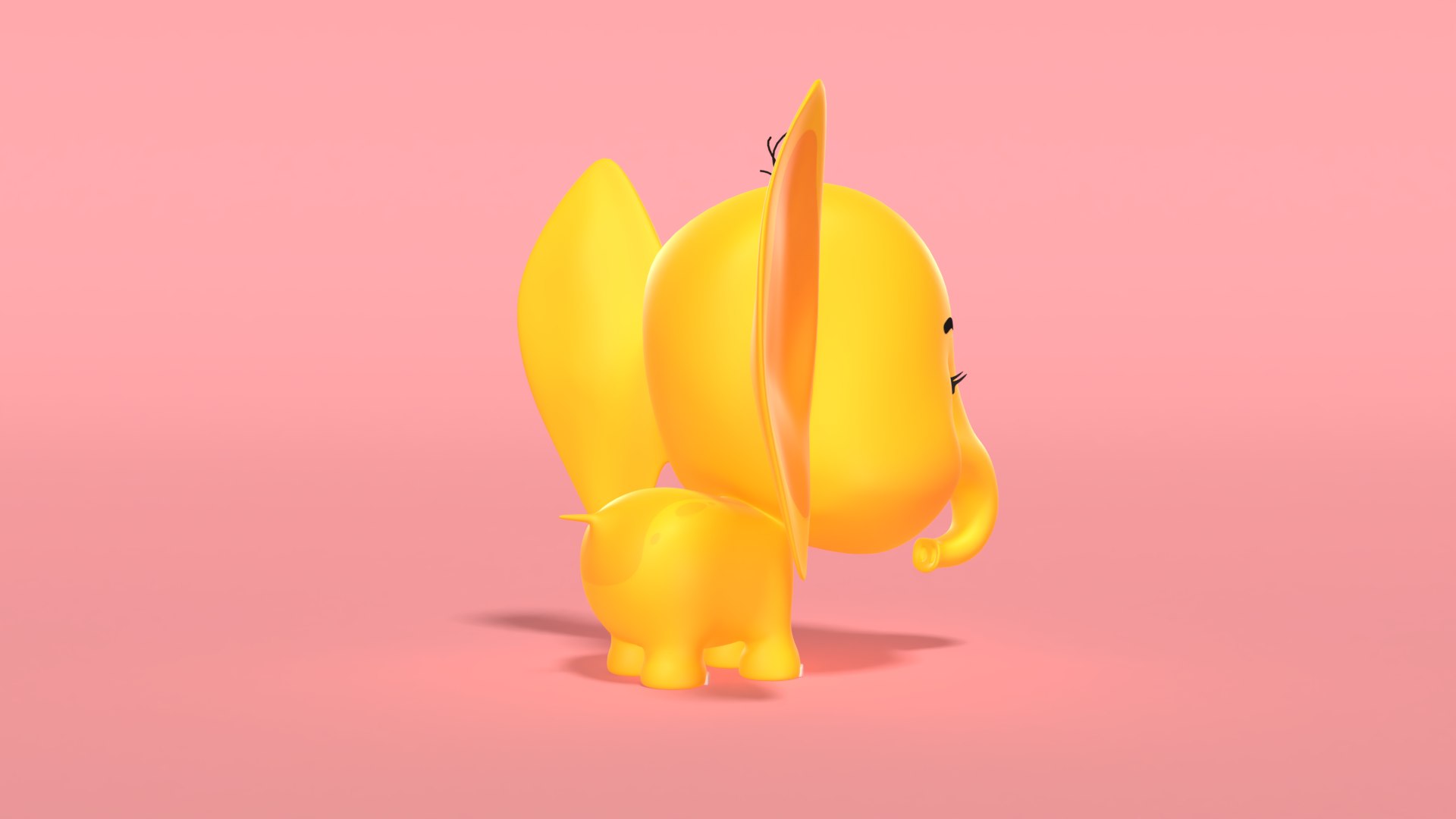 3D Cute Yellow Elephant - TurboSquid 1449838