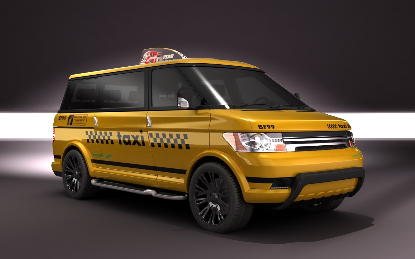 3d multi-minivan taxi concept van model