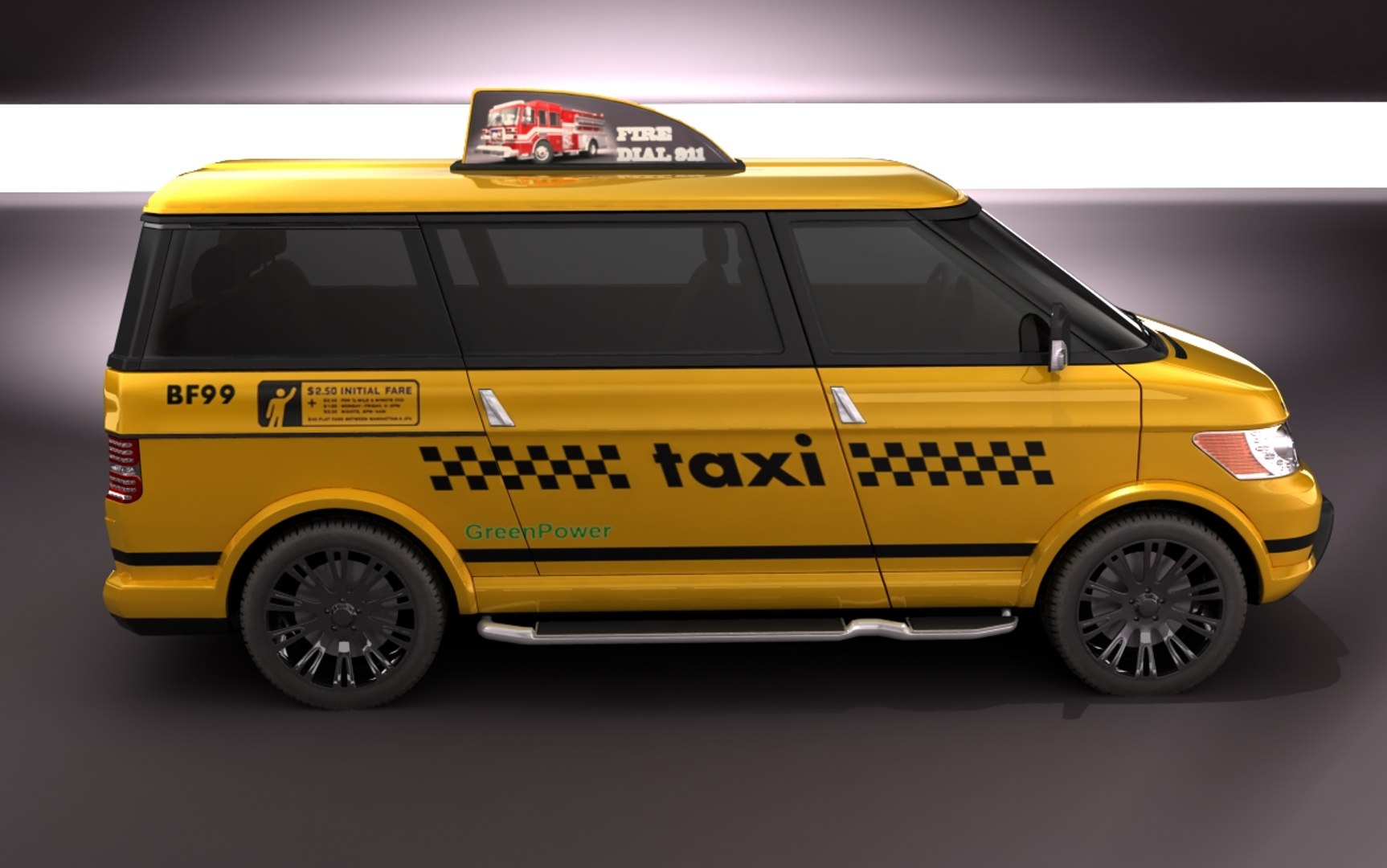 3d multi-minivan taxi concept van model