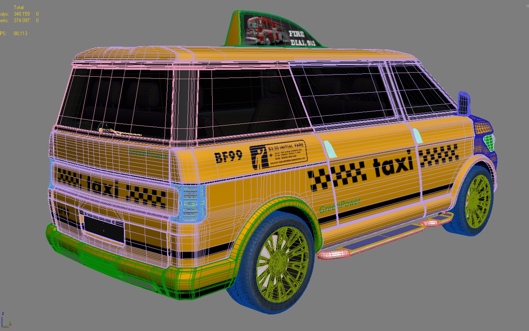 3d multi-minivan taxi concept van model