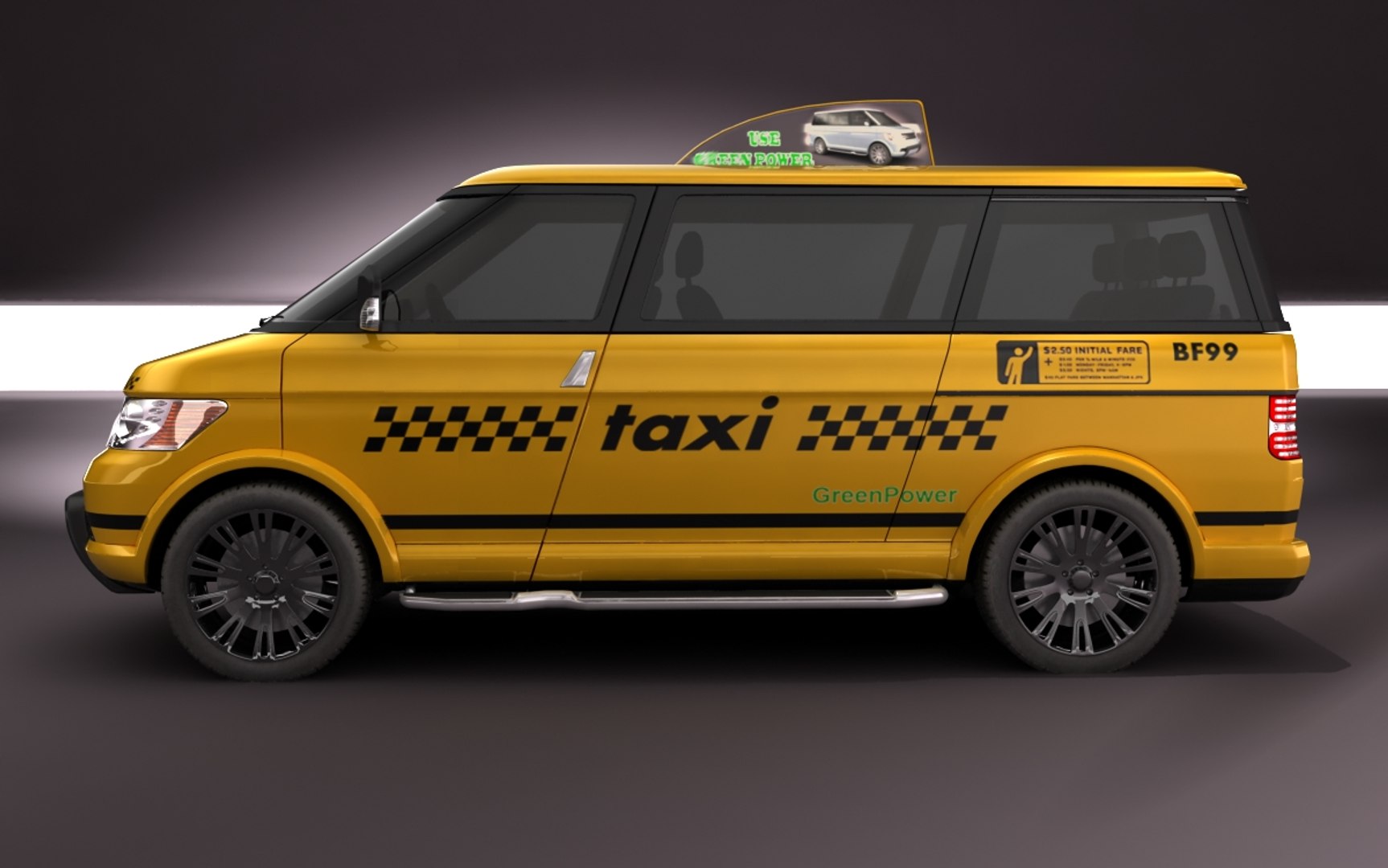 3d multi-minivan taxi concept van model