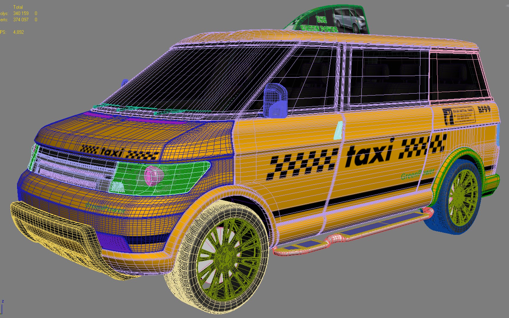 3d multi-minivan taxi concept van model