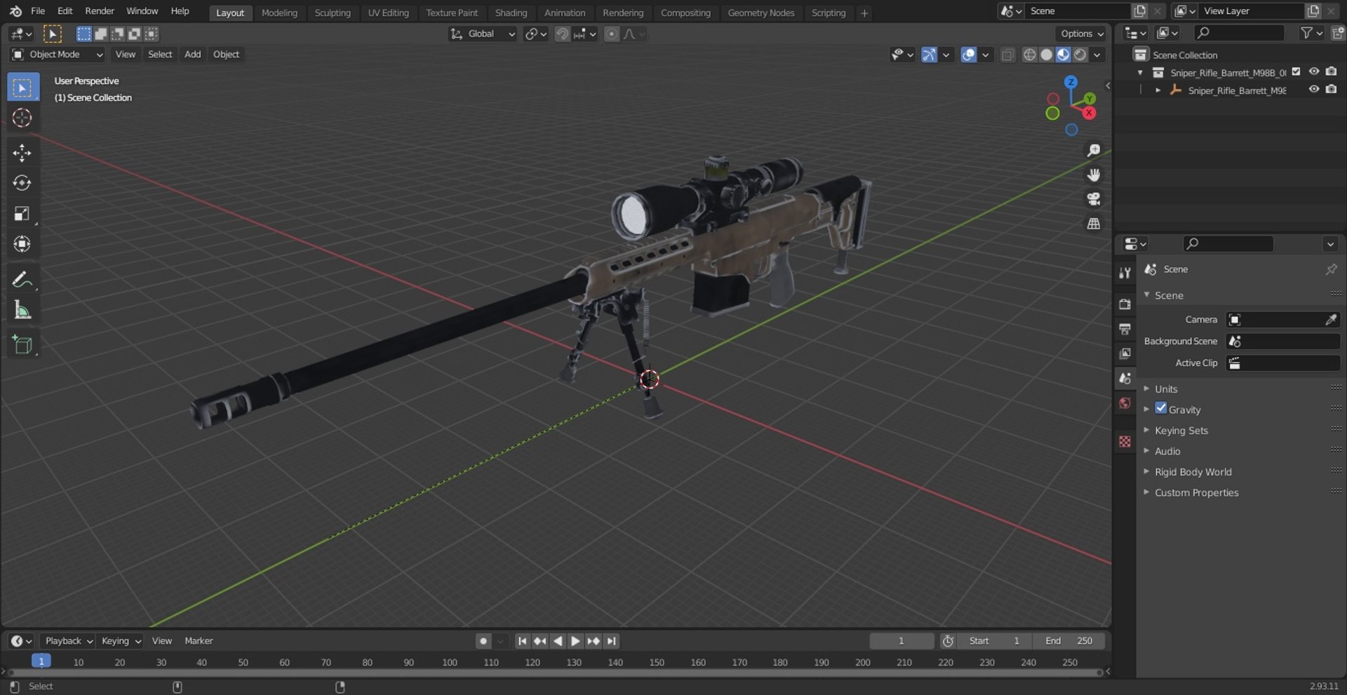 Sniper Rifle Barrett M98B 3D model - TurboSquid 1989353