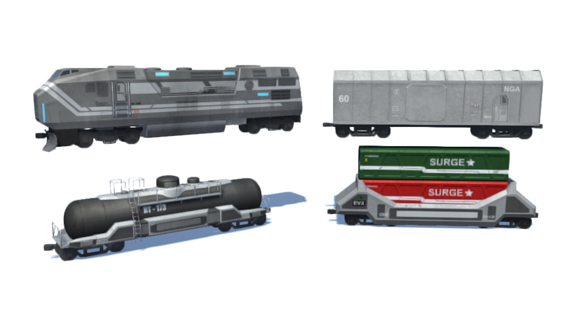 Sci Fi Train Set 3D Model - TurboSquid 1282923