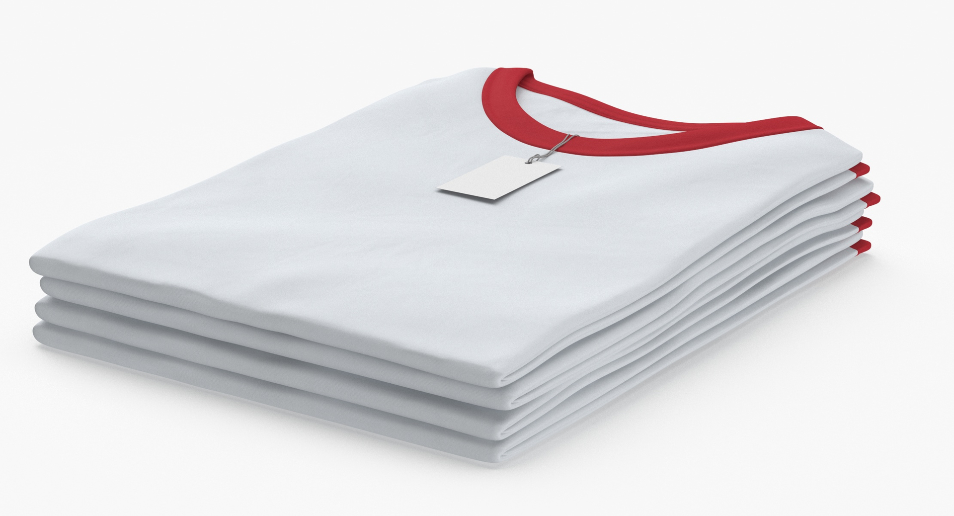 Female Crew Neck Folded Stacked With Tag White and Red 01 3D model ...