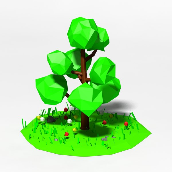 cartoon tree scene 3d model