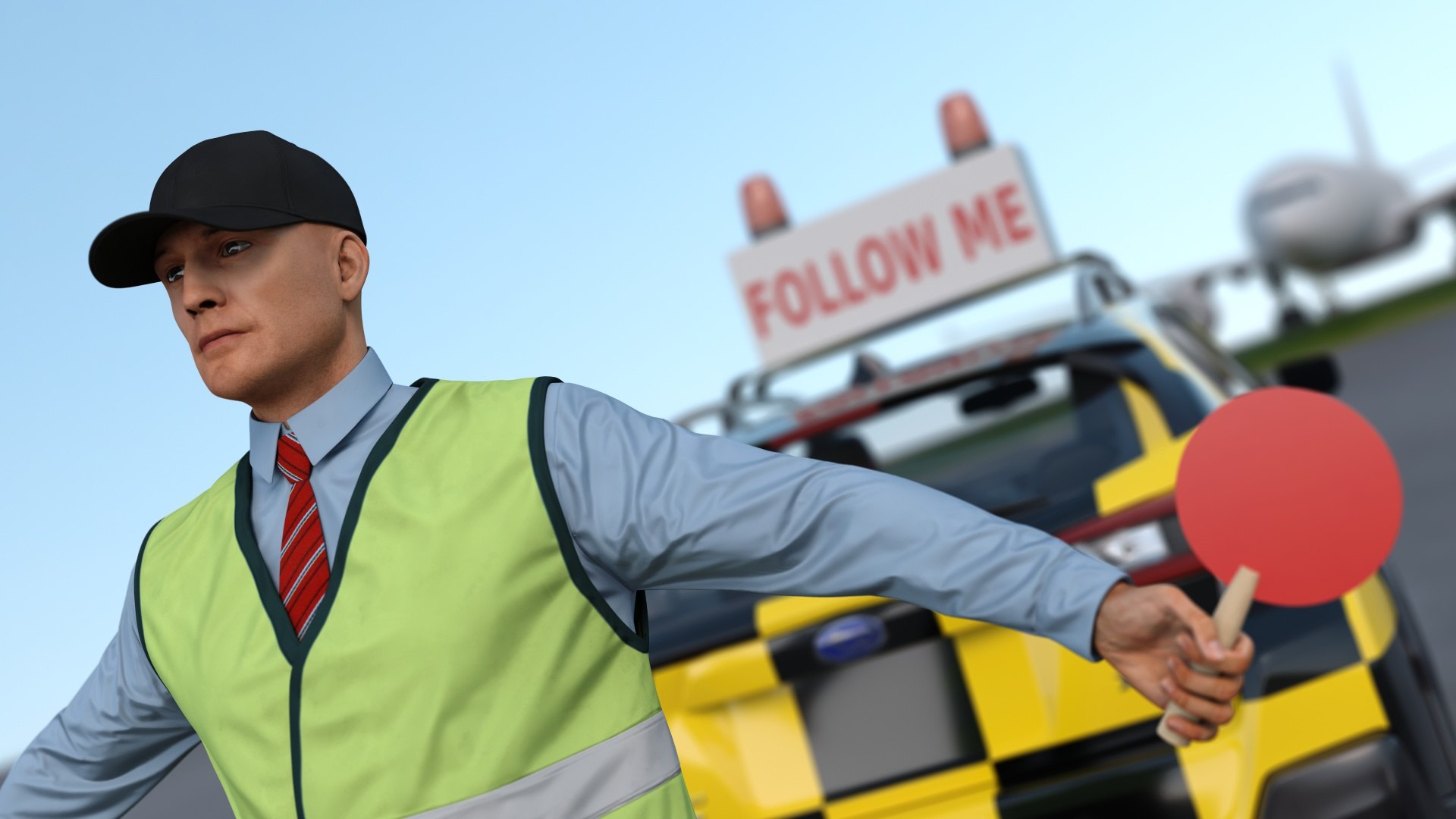 3D Subaru Follow Me Car With Ground Crew - TurboSquid 2348777