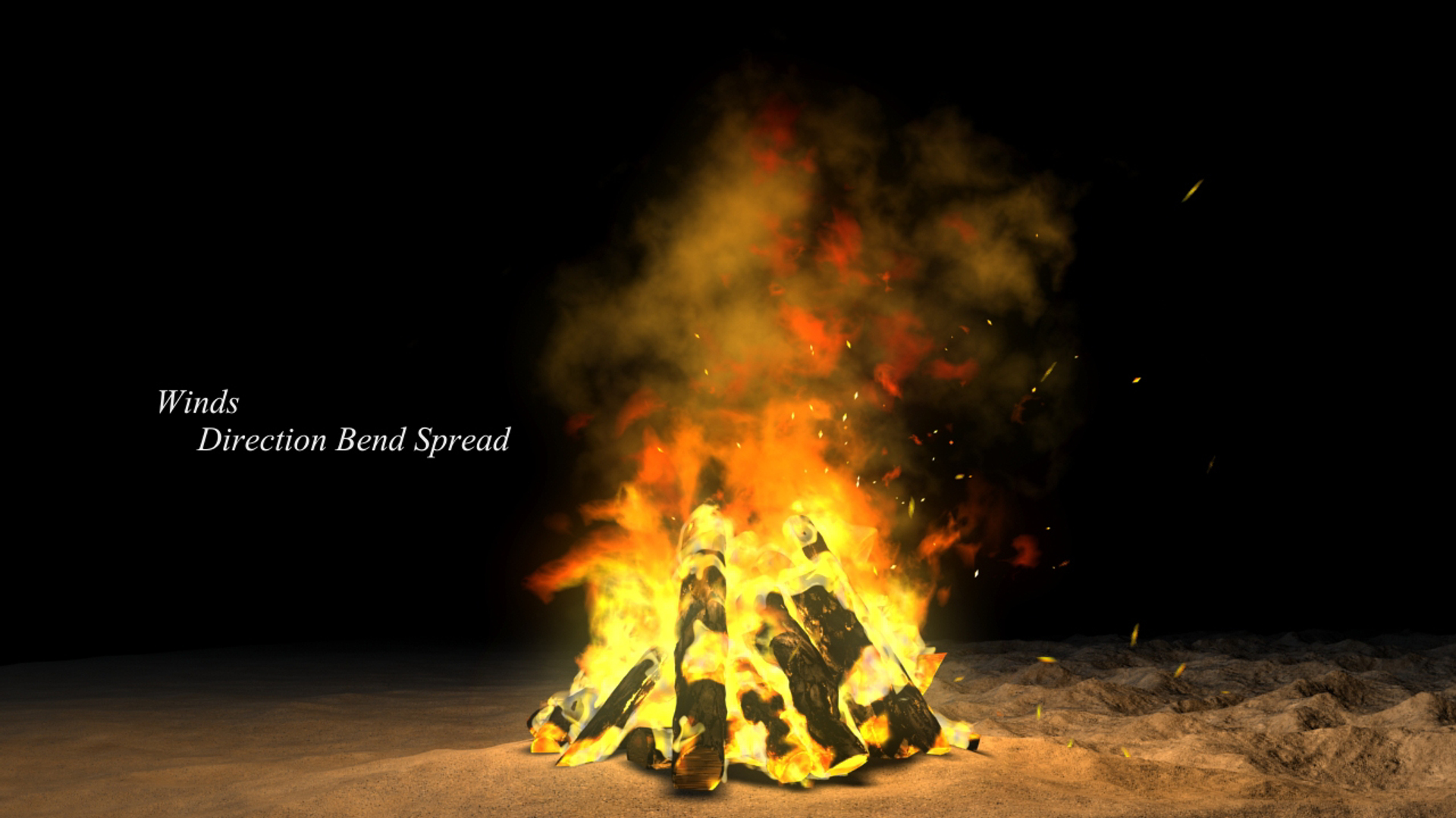 3d model bonfire sparks smoke