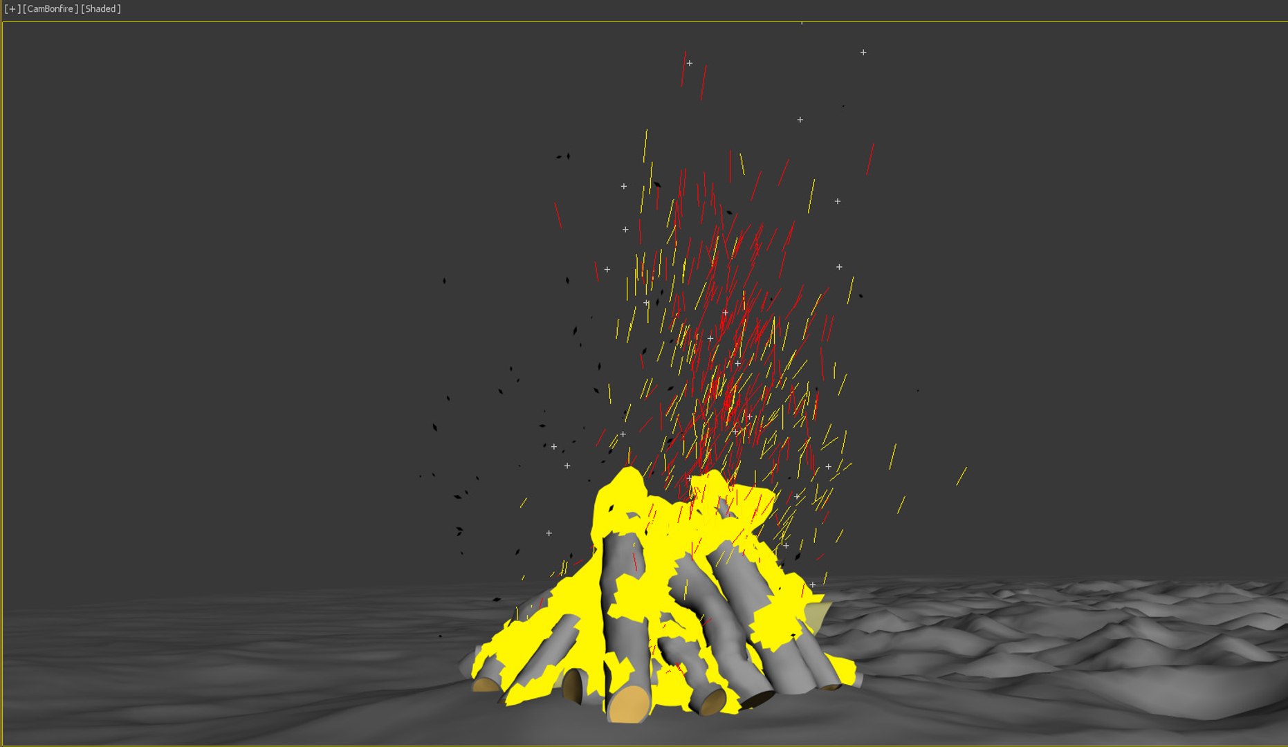 3d Model Bonfire Sparks Smoke