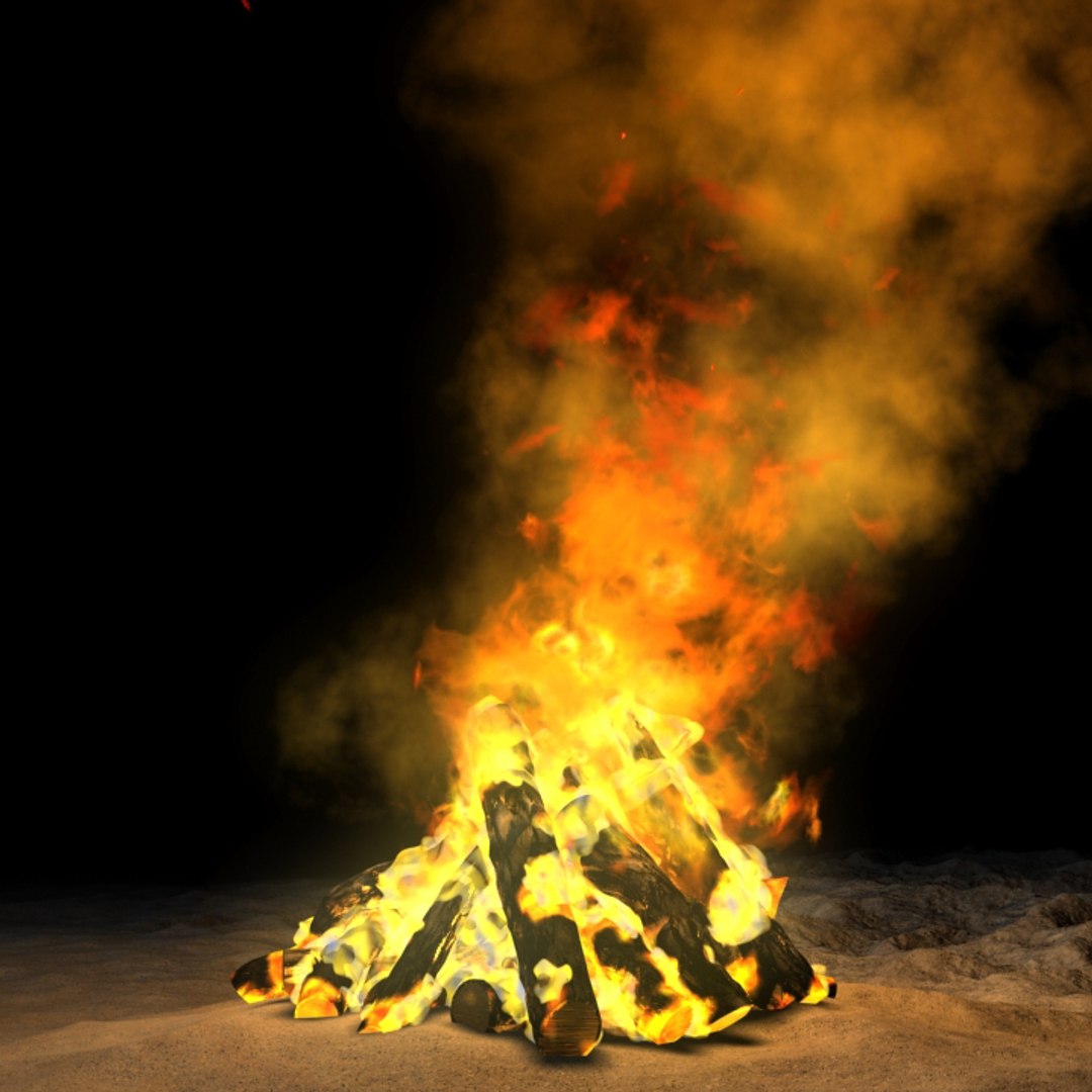 3d Model Bonfire Sparks Smoke