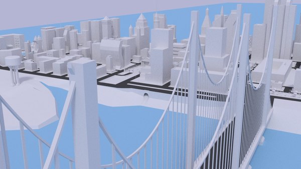 3d model city squares bridge