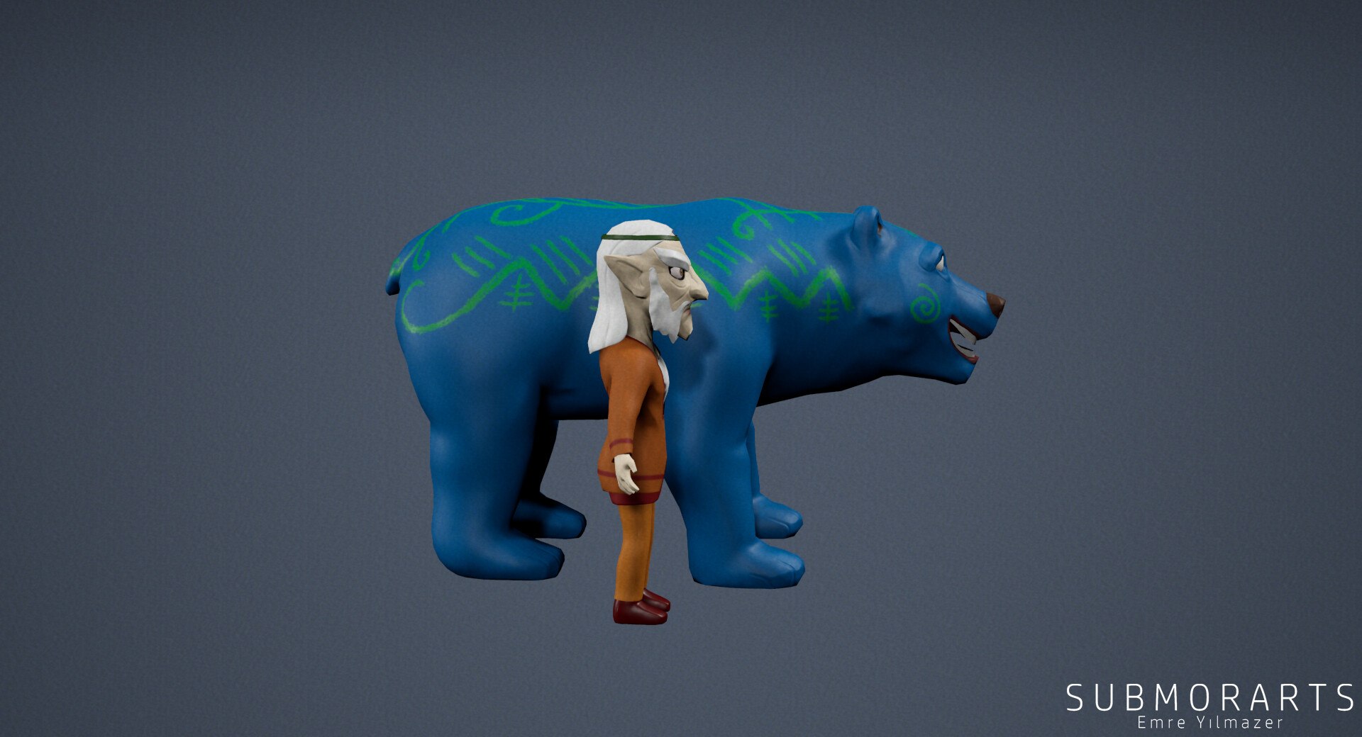Druid And Bear low-poly 3D model 3D model - TurboSquid 2007683