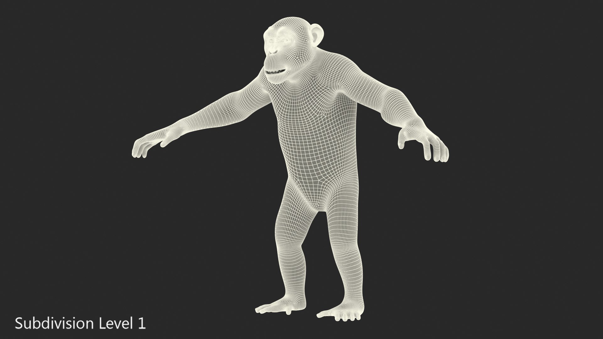 Chimpanzee T-pose Dark Fur Model - TurboSquid 1441047