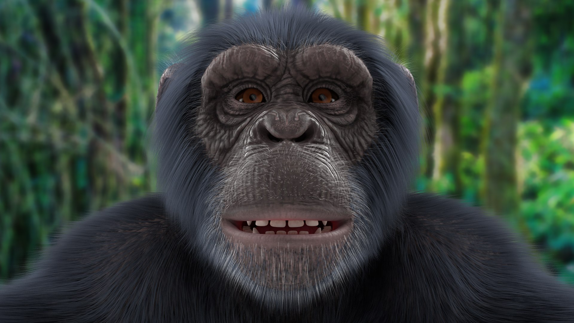 Chimpanzee T-pose Dark Fur Model - TurboSquid 1441047