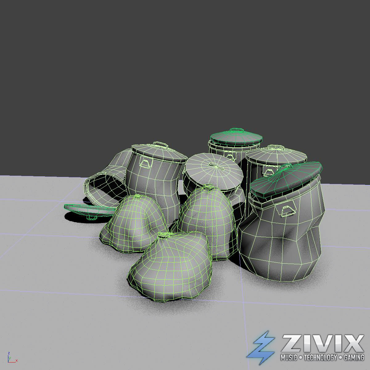 ready garbage bags cans 3d model