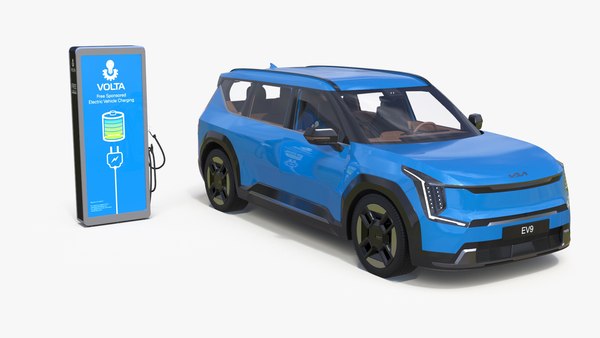 modelo 3d SUV eléctrico KIA EV9 con estación de carga - TurboSquid 2343071