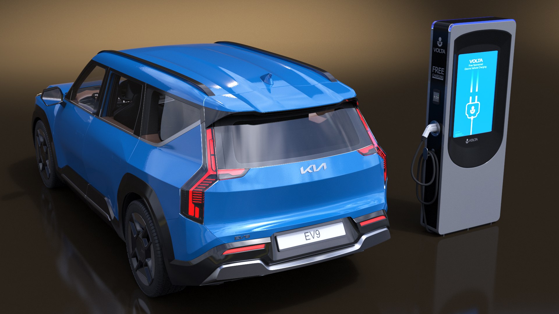 3D KIA EV9 Electric SUV With Charging Station - TurboSquid 2343071