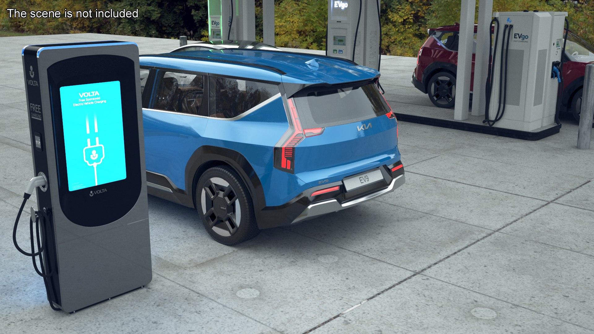 3D KIA EV9 Electric SUV With Charging Station - TurboSquid 2343071