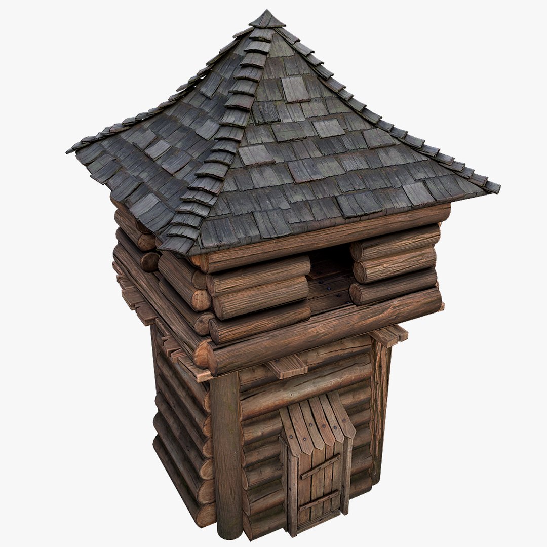 3D Medieval Wooden Tower with Roof - TurboSquid 1956804