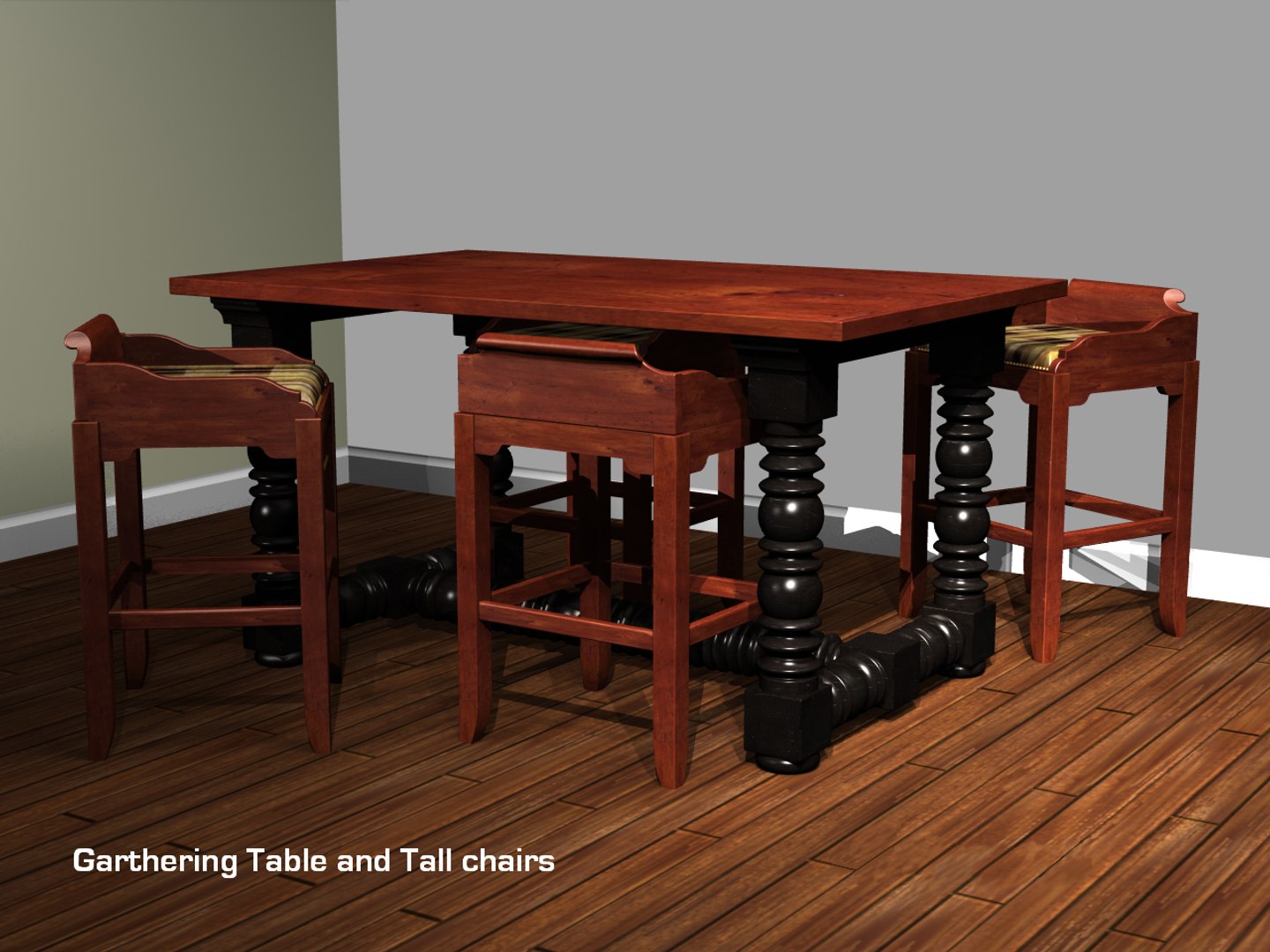 3d 3ds Gathering Table Stools
