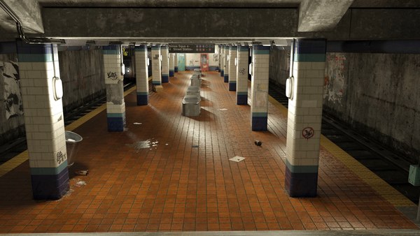 Old Subway Station - Blender Scene with Materials Textures UV 3D 모델 ...