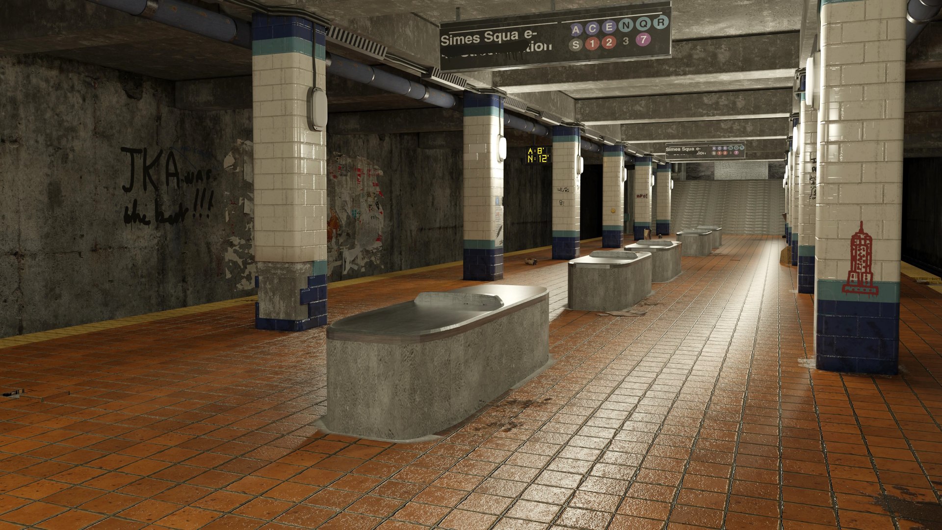 3D Old Subway Station - Blender Scene With Materials Textures UV ...