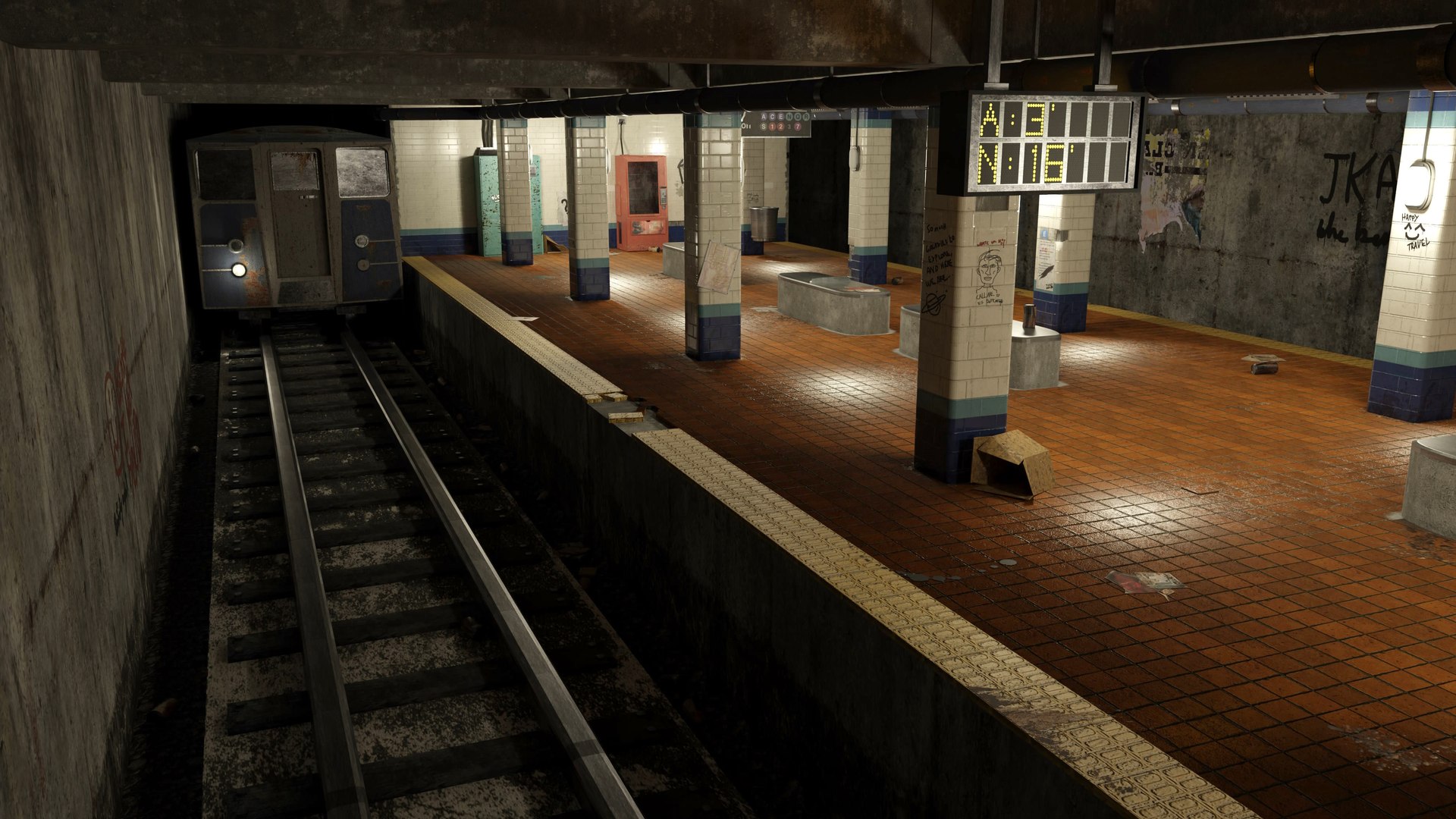 3D Old Subway Station - Blender Scene With Materials Textures UV ...
