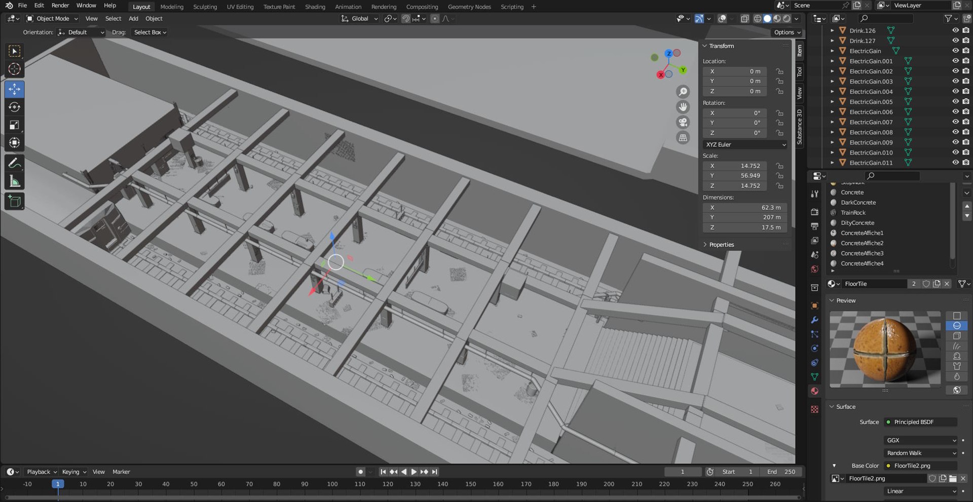 3D Old Subway Station - Blender Scene With Materials Textures UV ...