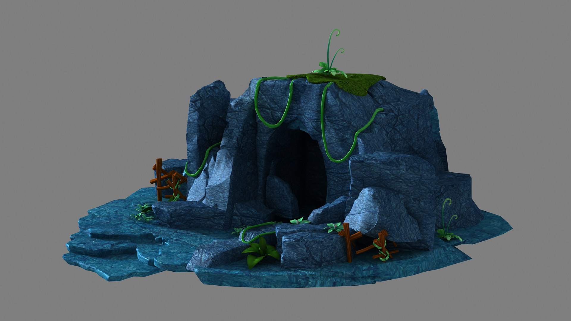 3D Model Skeleton Cave Scene Entrance To The Cave Rock - TurboSquid 2245147
