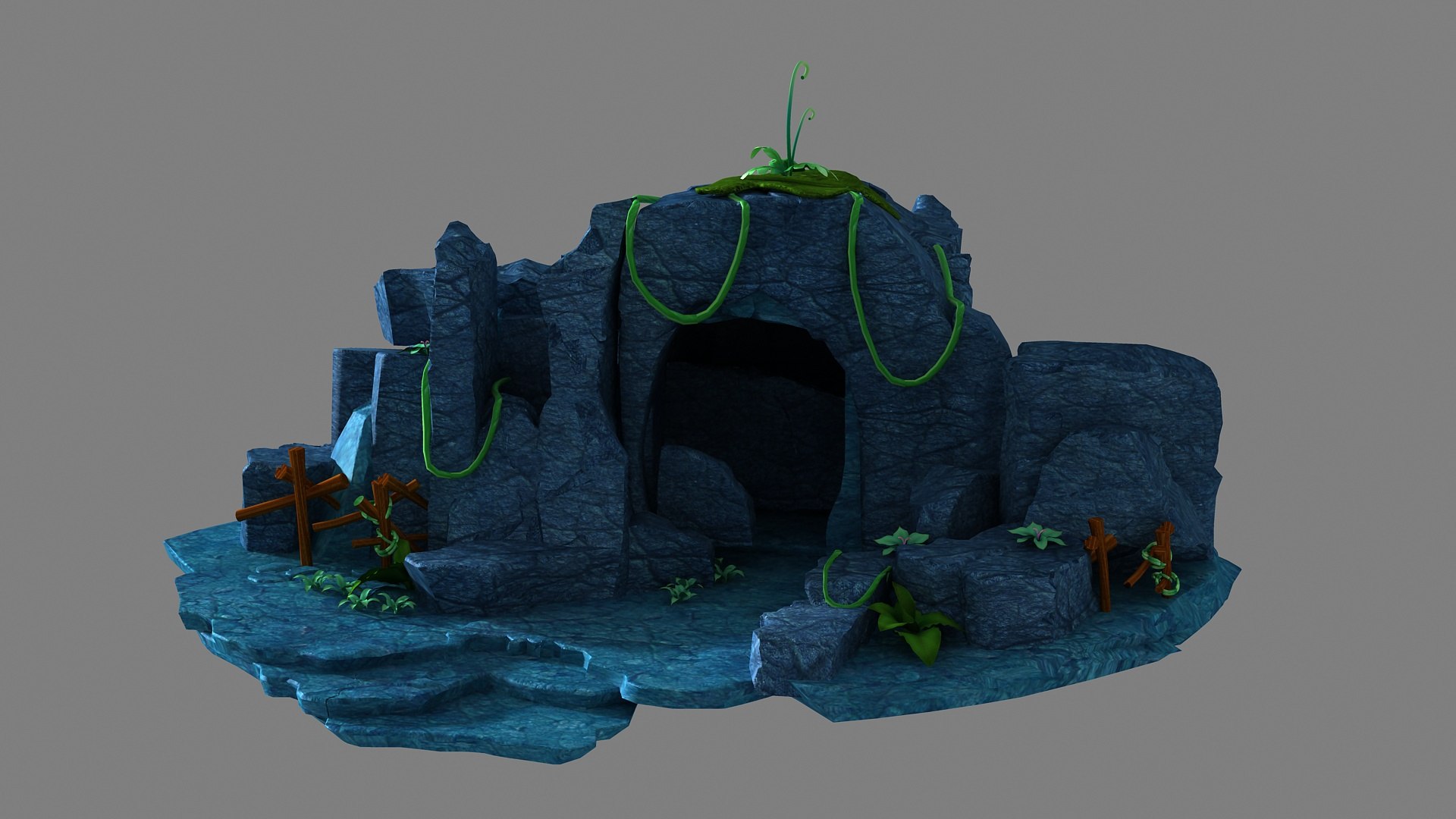 3D Model Skeleton Cave Scene Entrance To The Cave Rock - TurboSquid 2245147