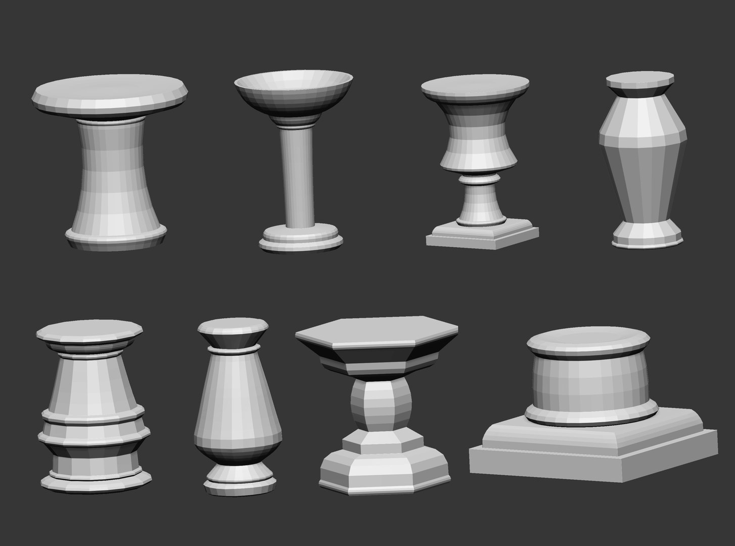 50 Low poly statue pedestal and podium base mesh IMM brush set 3D model ...