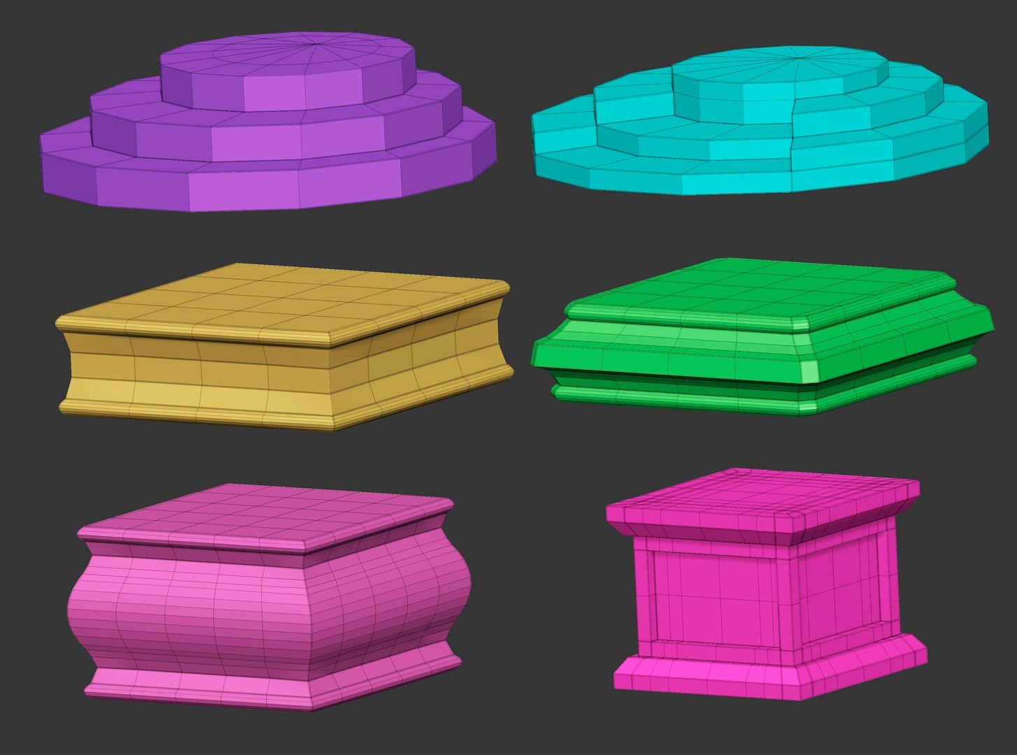 50 Low poly statue pedestal and podium base mesh IMM brush set 3D model ...