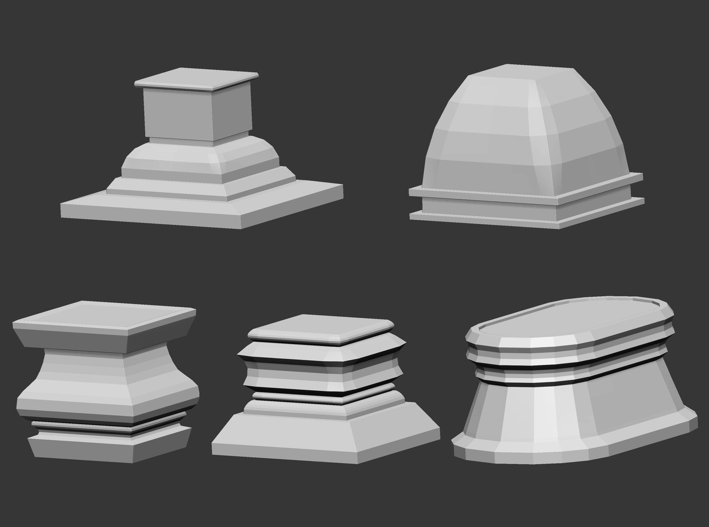 50 Low poly statue pedestal and podium base mesh IMM brush set 3D model ...